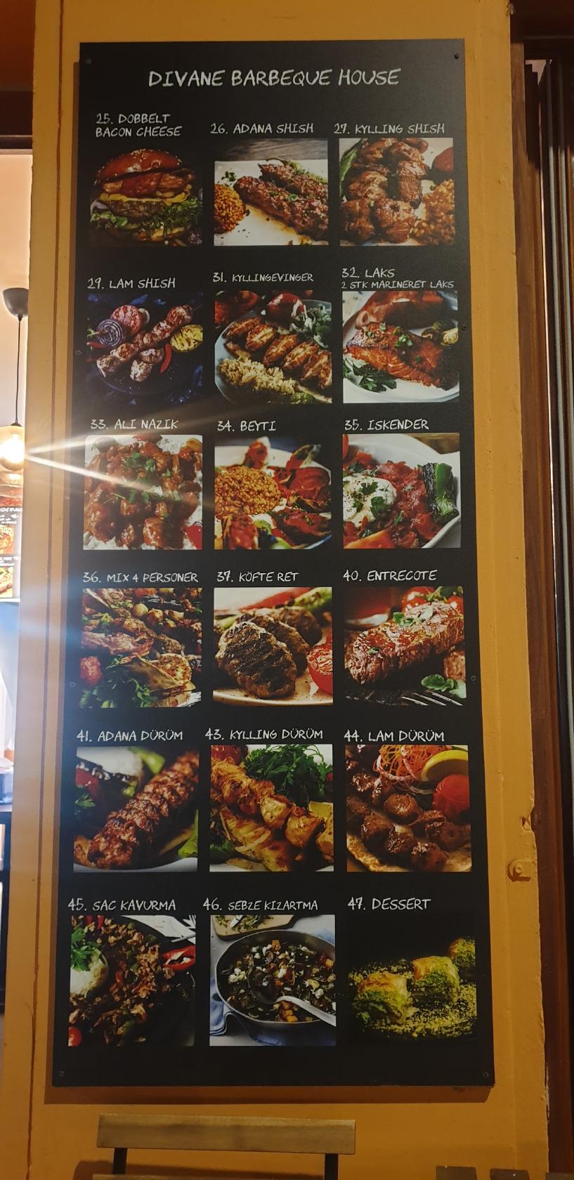 Carta de Barbeque House, Copenhague