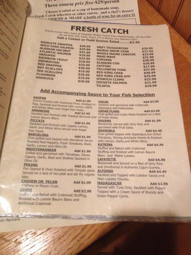Menu at Barnacle Bill's Seafood, Sarasota, N Tamiami Trail