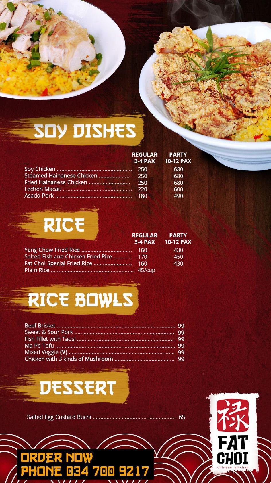 Menu at Fat Choi Chinese Kitchen restaurant, Bacolod, Art District