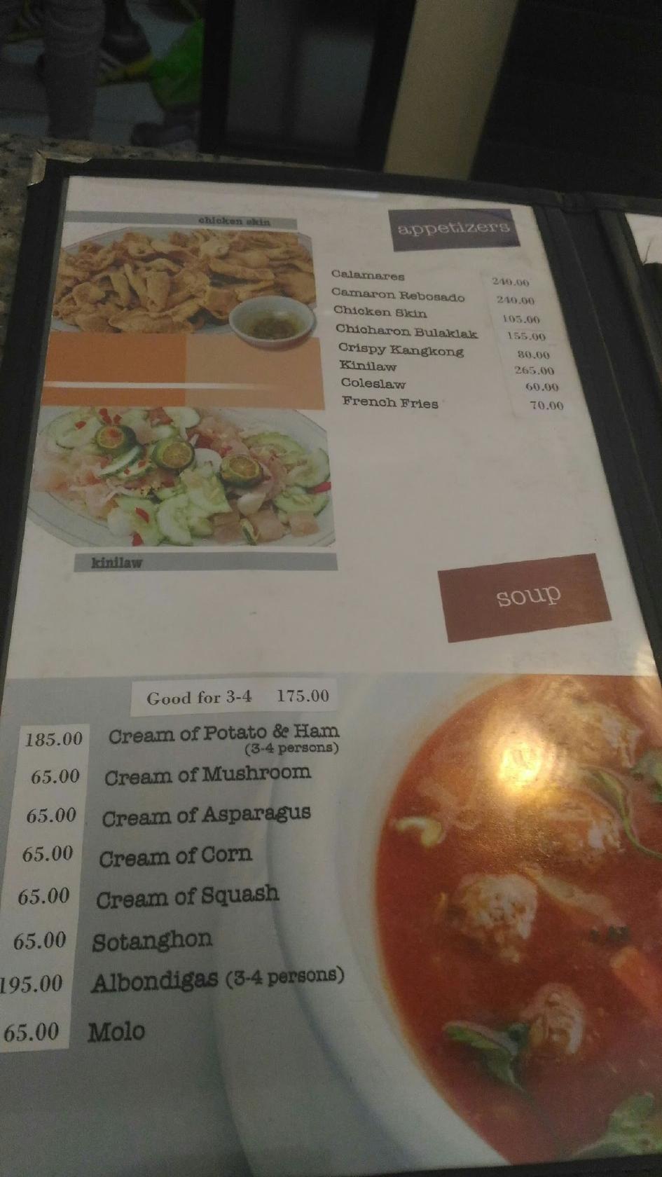 Menu at Papa Ching's Restaurant, Davao City, Brgy 9-A