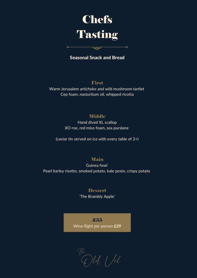 Menu at The Old Vol pub & bar, Lowdham
