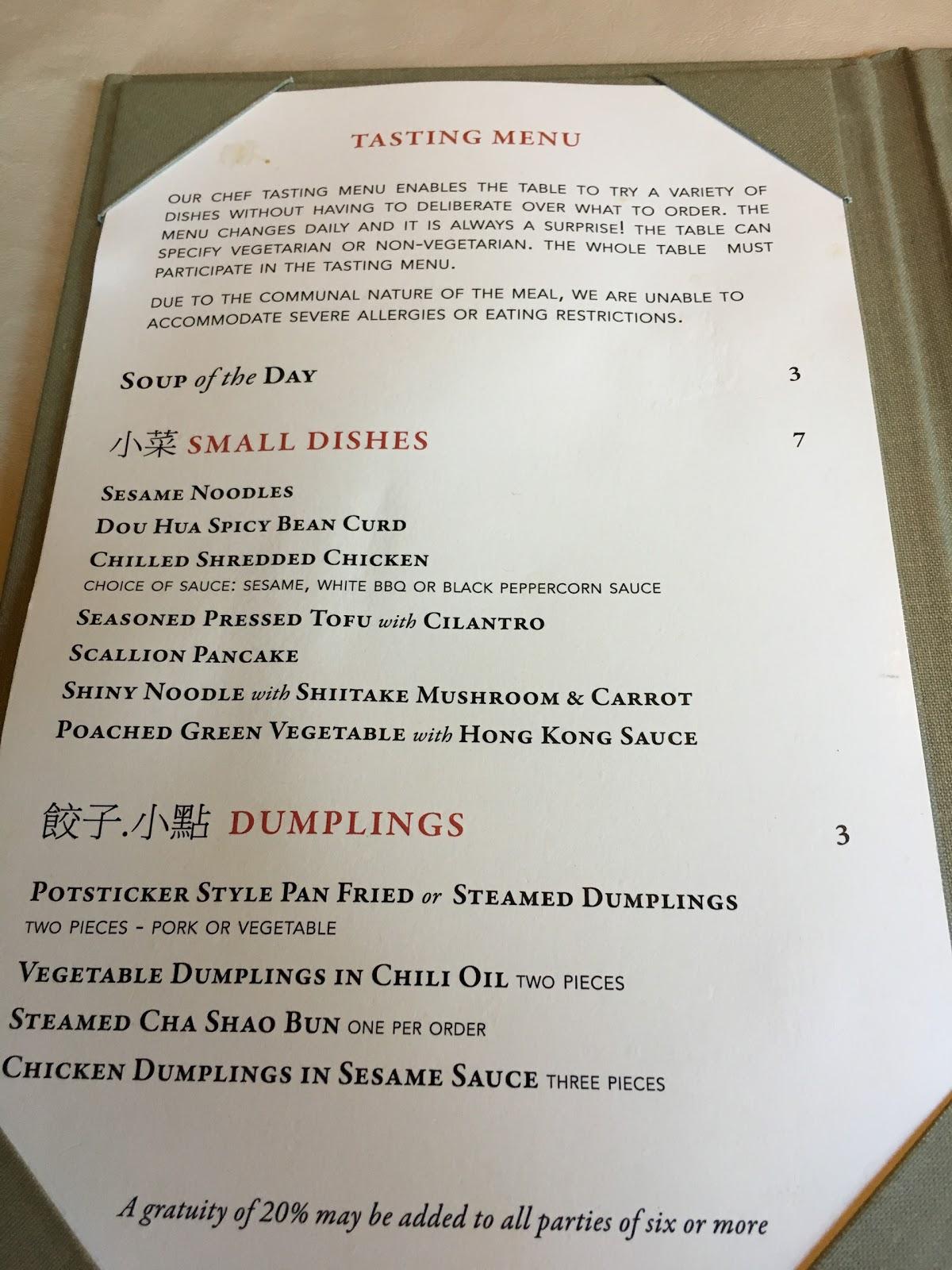 Menu at A Single Pebble restaurant, Burlington