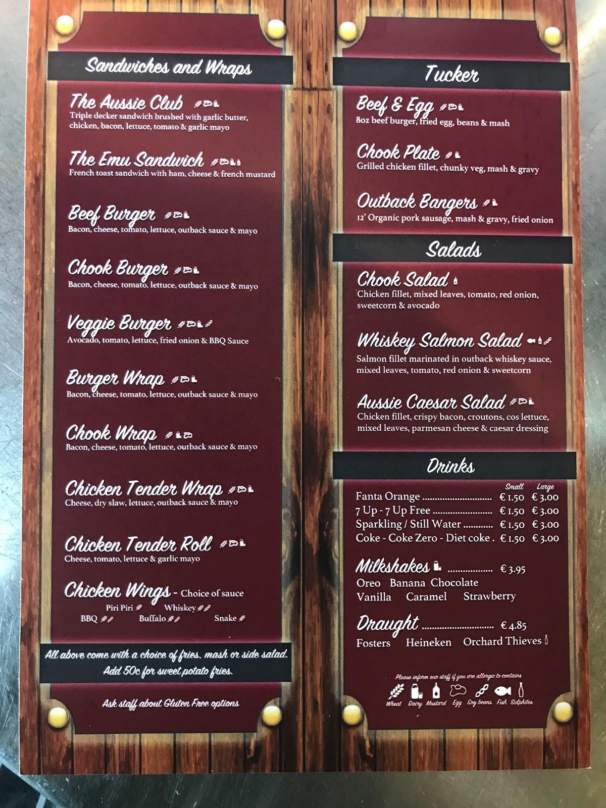 Menu at Aussie Outback Tallaght BBQ, Dublin, IE Co. Dublin Dublin 24 ...