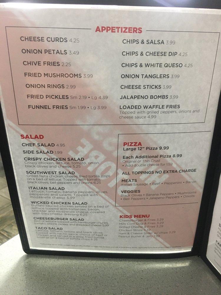 Menu at Hiwasse general store cafe, Hiwasse