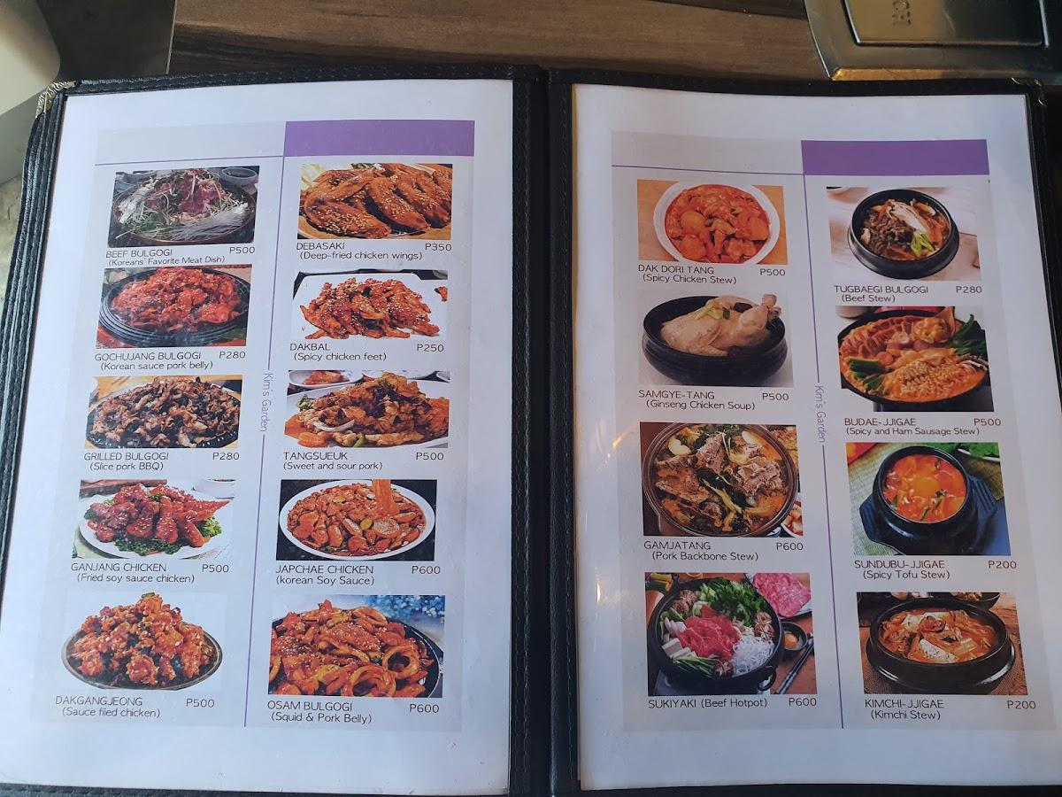 Menu at Kim's Garden Korean Restaurant, Santiago