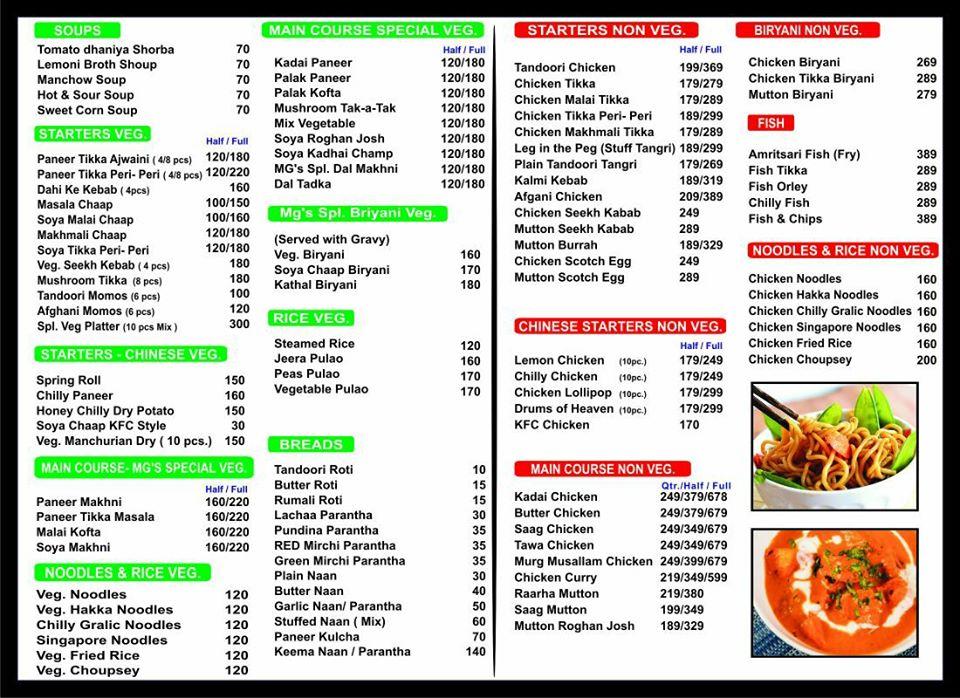 Menu at MG's Max Grill, Delhi, Shop number 68