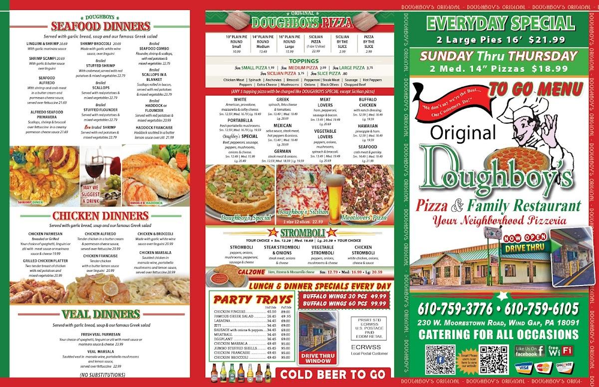Menu at Original Doughboy's Pizza Restaurant, USA