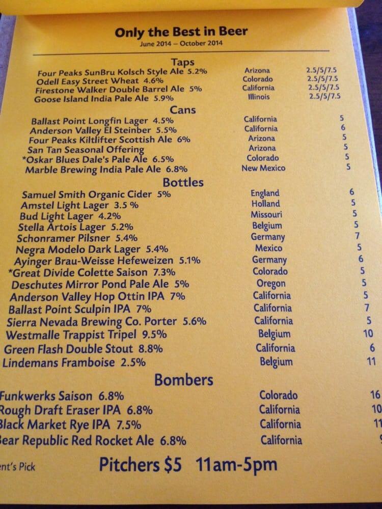 Menu at Postino Central pub & bar, Phoenix, N Central Ave