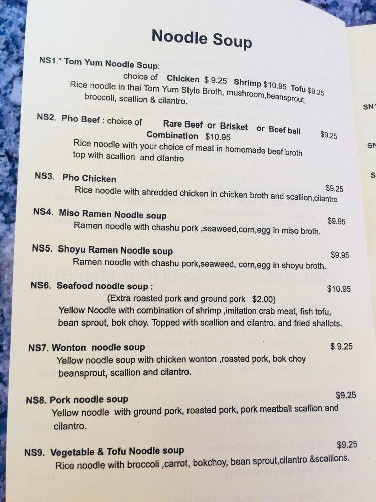 Menu at Asian Plus Noodle & Rice restaurant, Westford