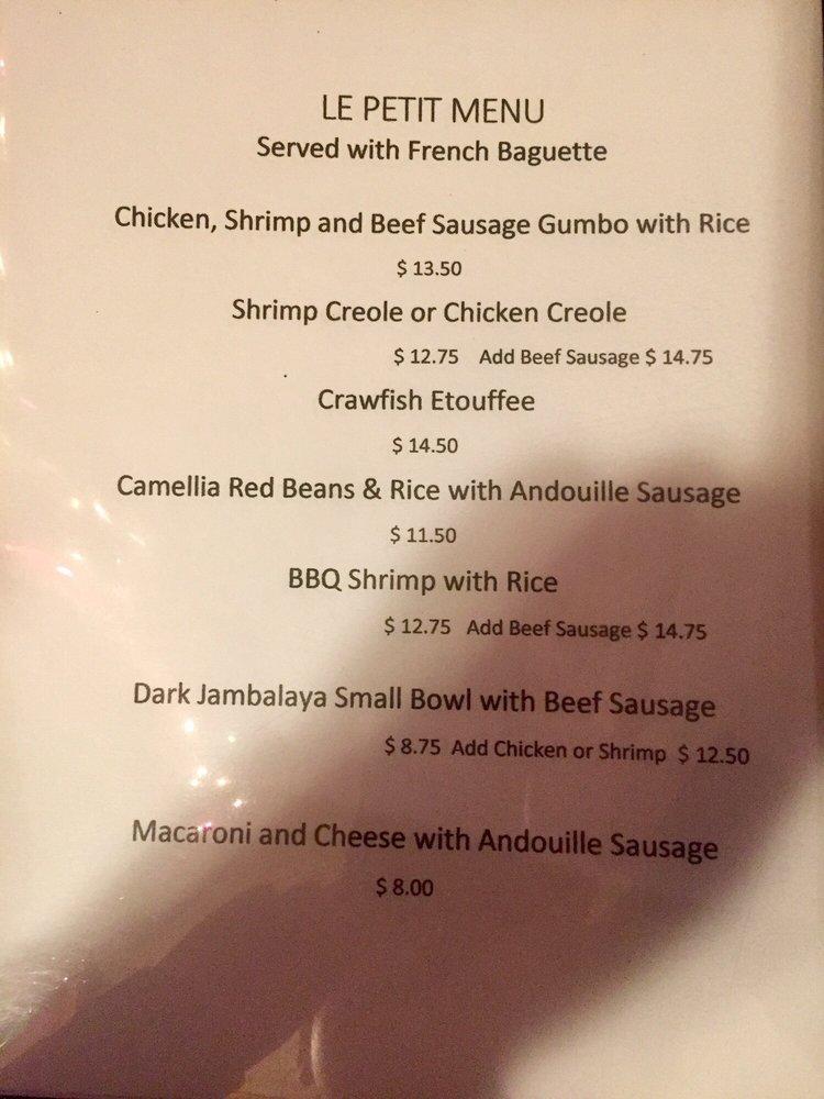 Menu at New Orleans Creole Cafe, San Diego