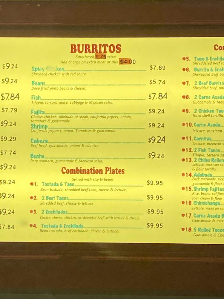 Carta de comida rápida Tacos Los Compas, Denver