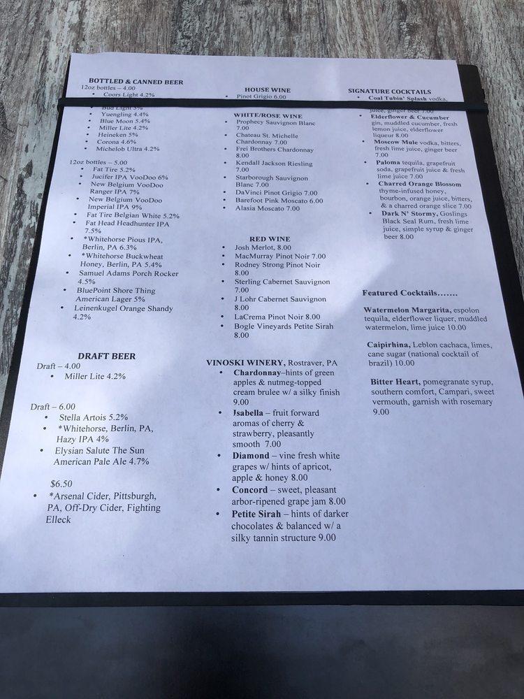 Menu at Balance Restaurant, Johnstown