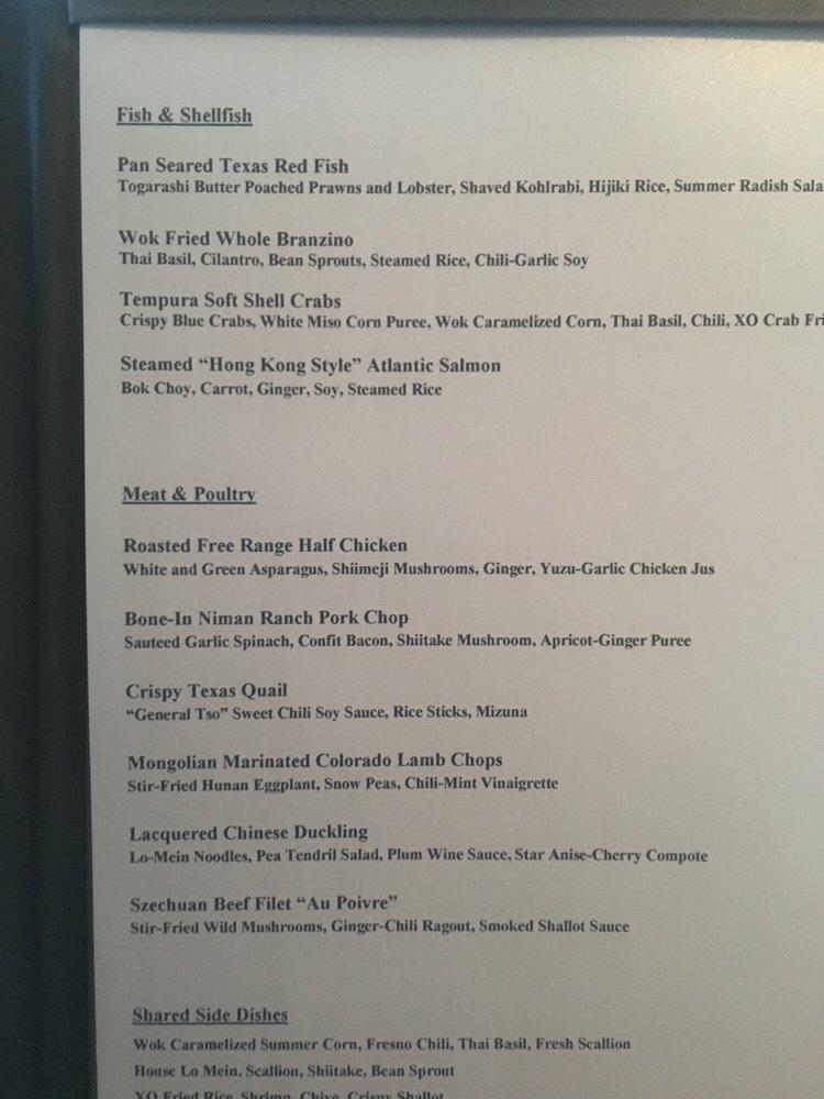 Menu at Five Sixty by Wolfgang Puck restaurant, Dallas