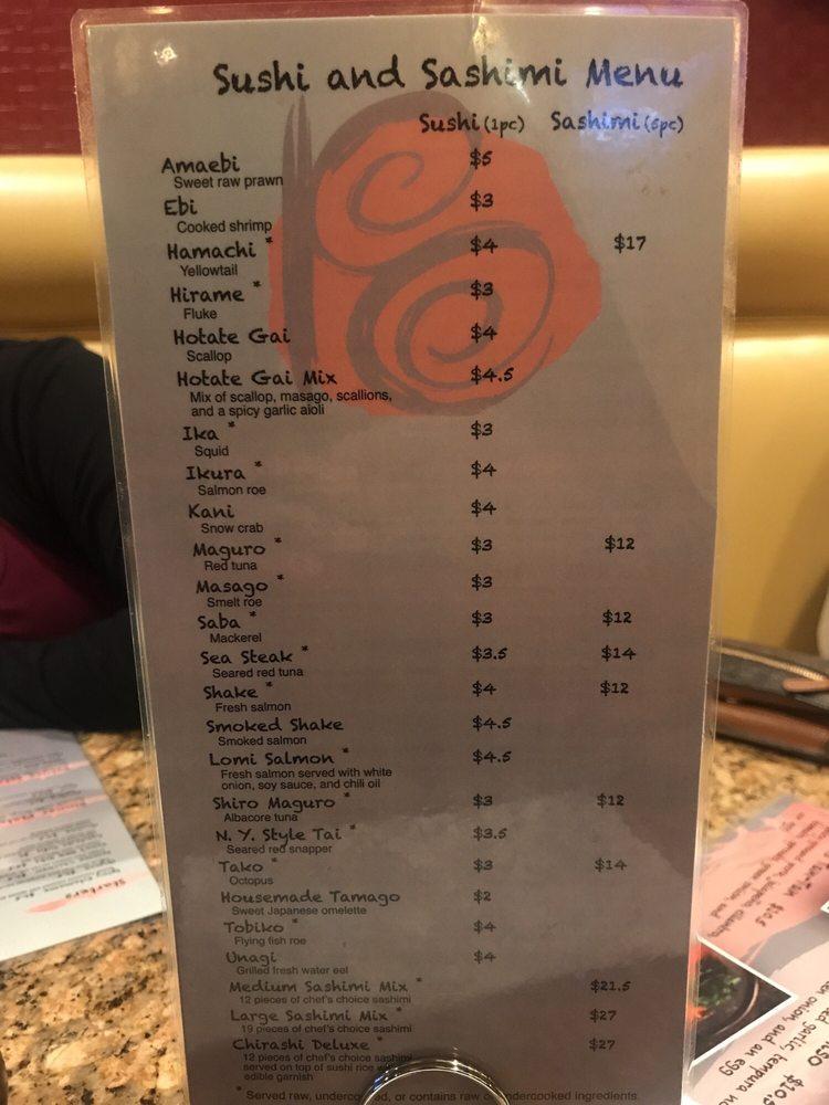 Menu at Ju Hachi restaurant, Sacramento