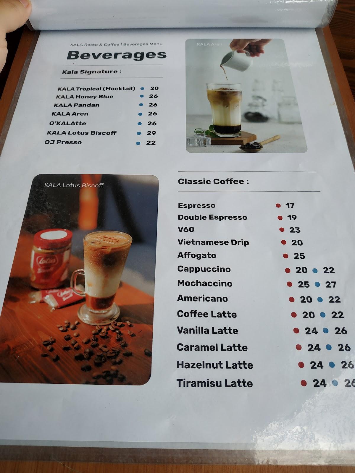 Menu at Kala Resto and Coffee restaurant, Salatiga