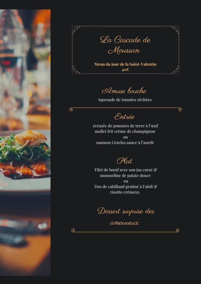 Menu au La Cascade restaurant, Moussan