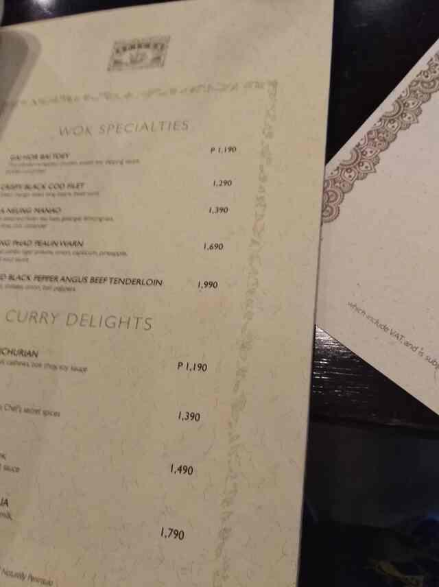 Menu at Spices at The Peninsula Manila restaurant, Makati