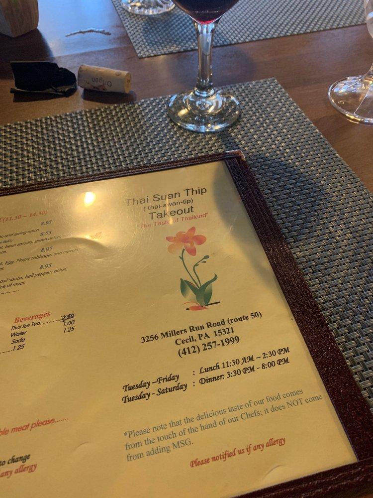 Menu at Thai Suan Thip restaurant, Cecil-Bishop