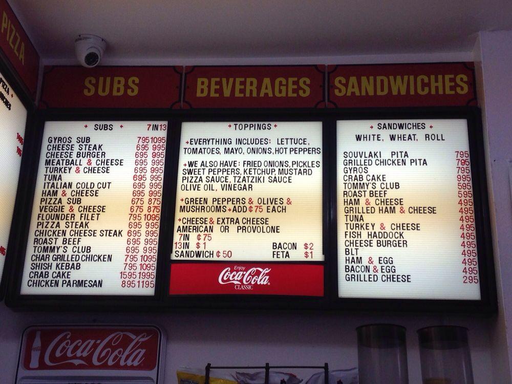 Menu at Tommy's Sub Shop restaurant, Ocean City