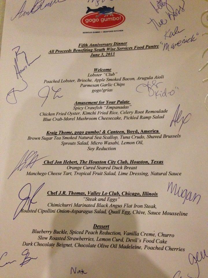 Menu at gogo gumbo! restaurant, Boyd