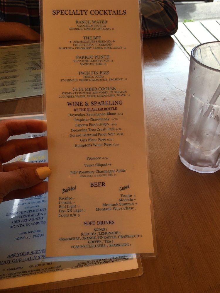 Menu at Blue Parrot pub & bar, East Hampton