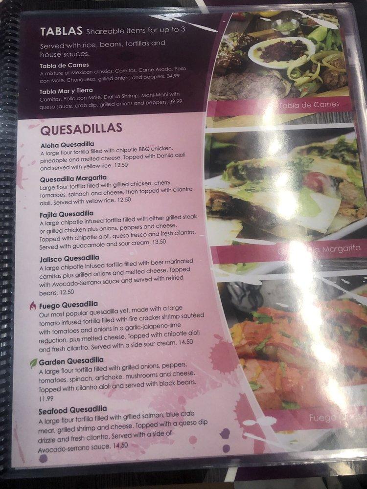 Menu at Dahlia Daytona Beach restaurant, Daytona Beach