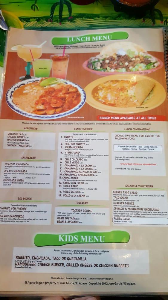 Menu at El Agave Mexican Restaurant, Ephrata