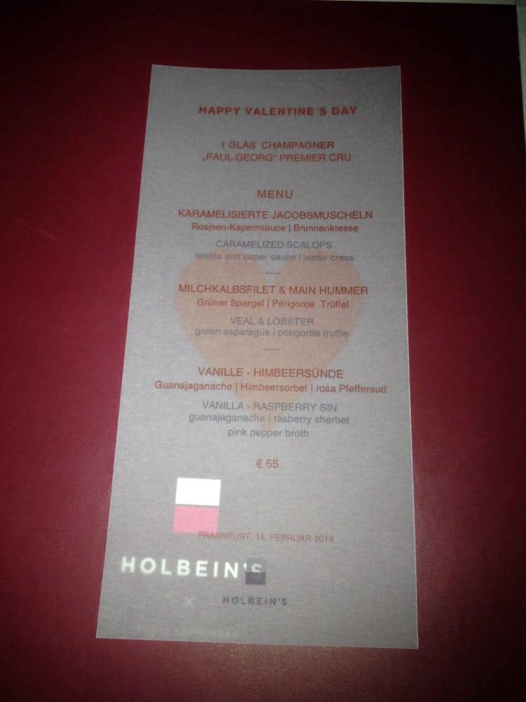 Speisekarte von Holbein’s Café Restaurant im Städel, Frankfurt am Main