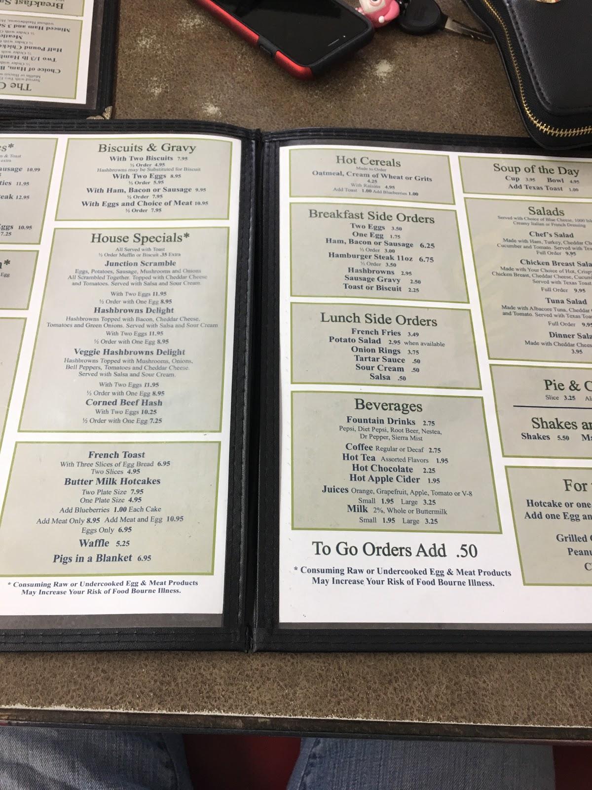 Menu at Junction Diner cafe, Poulsbo