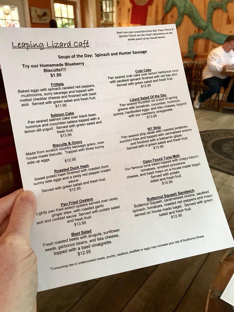 Menu at Leaping Lizard Cafe, Virginia Beach, Shore Dr