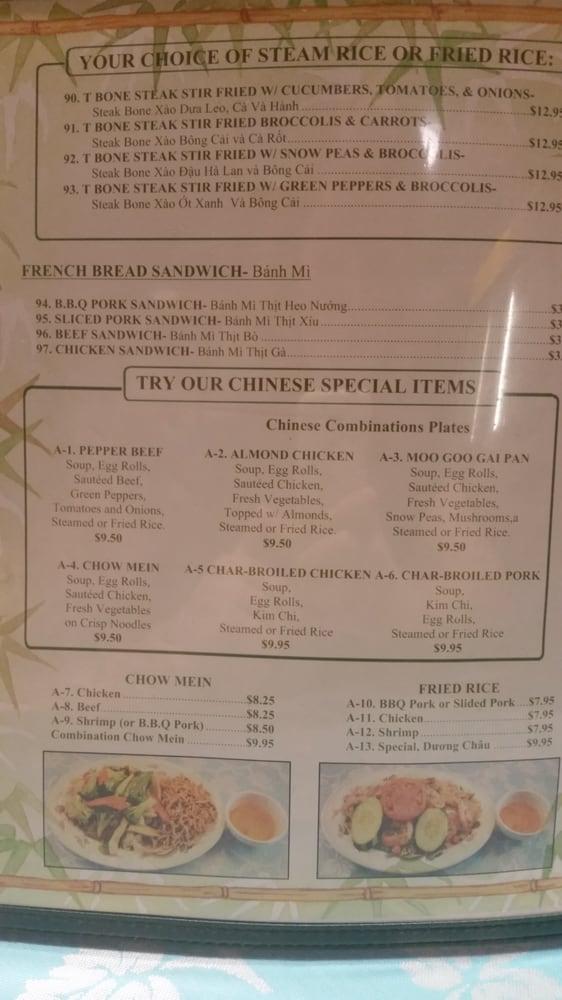 Menu at Saigon Oriental Restaurant, Wichita, N Broadway St