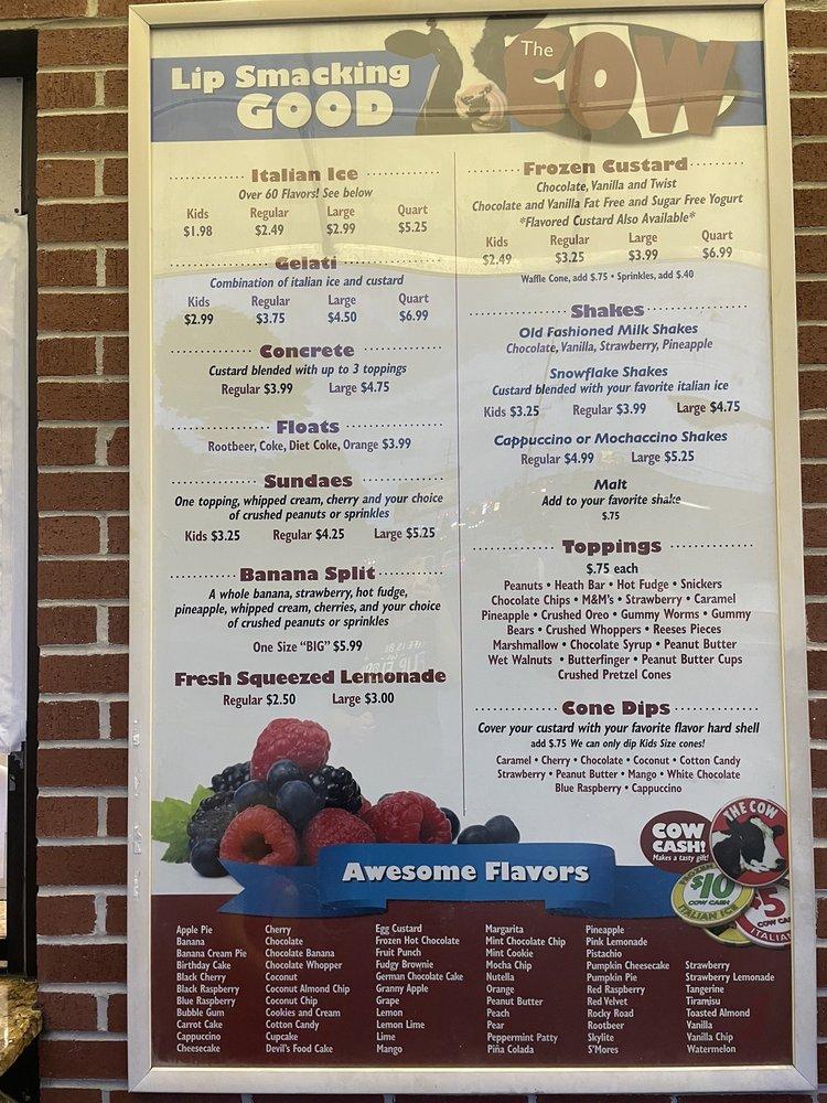 Menu at The Cow desserts, Westminster