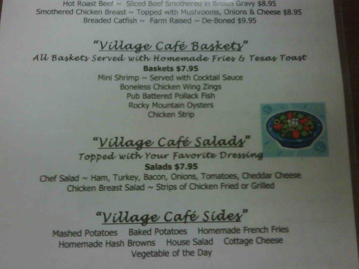 Menu at Village Cafe South, Brule