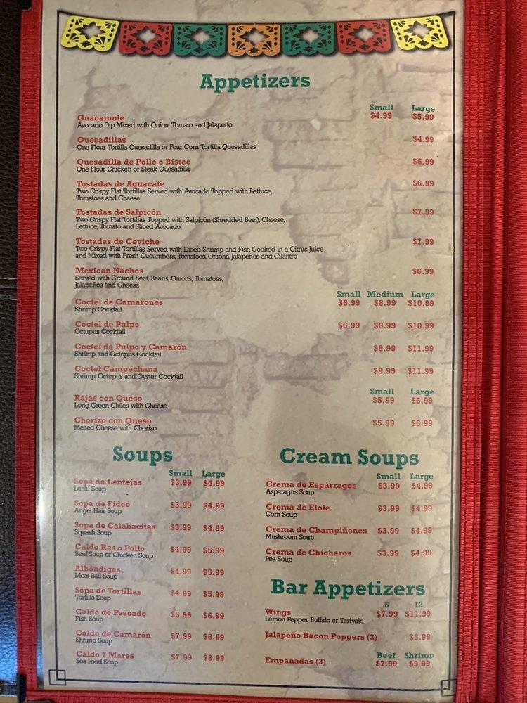 Menu at Los Jarrones restaurant, El Paso, 170 Redd Rd