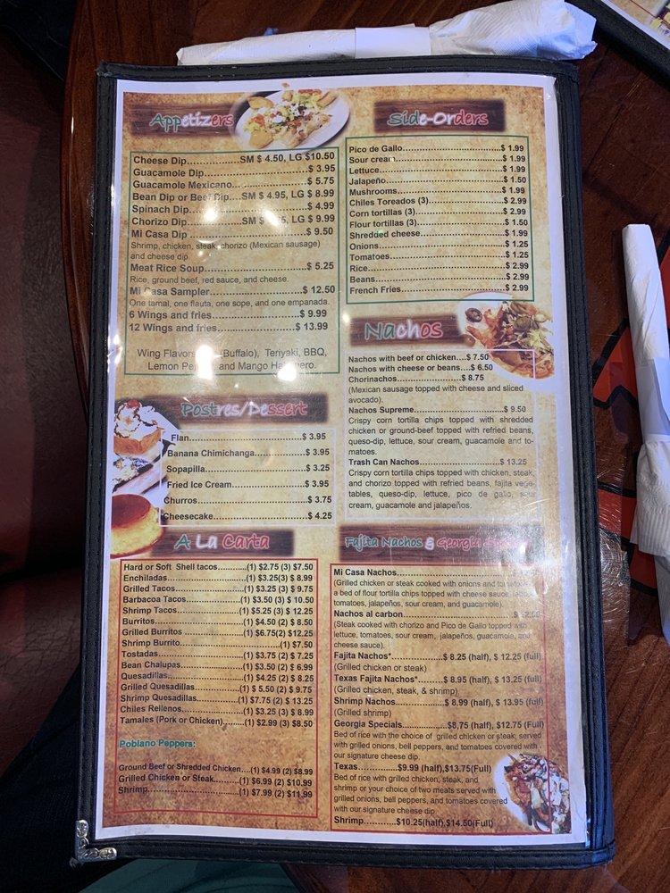 Menu at Mi Casa Mexican Restaurant, Albany