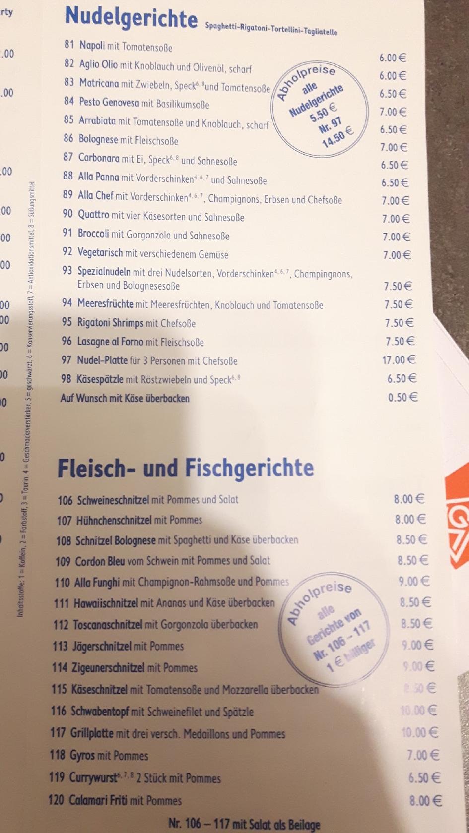 Menu at Nano-Pizza Ergoldsbach, Ergoldsbach