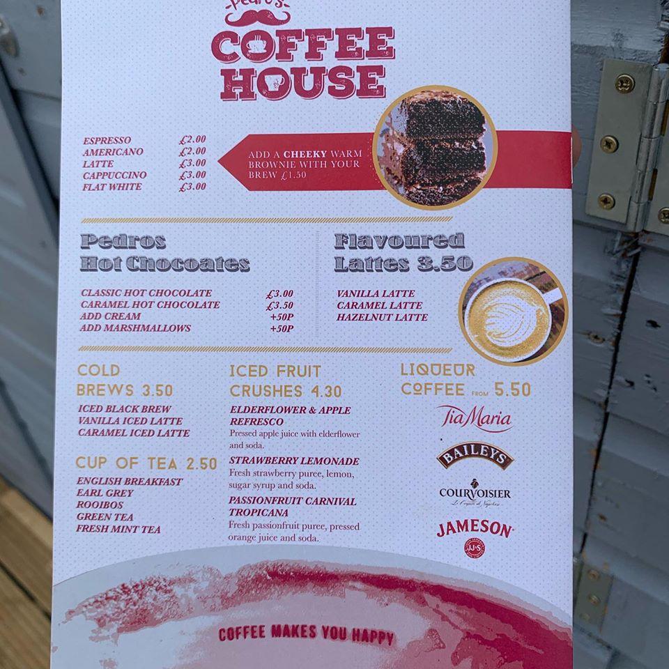 Menu at Pedro's restaurant, Acle