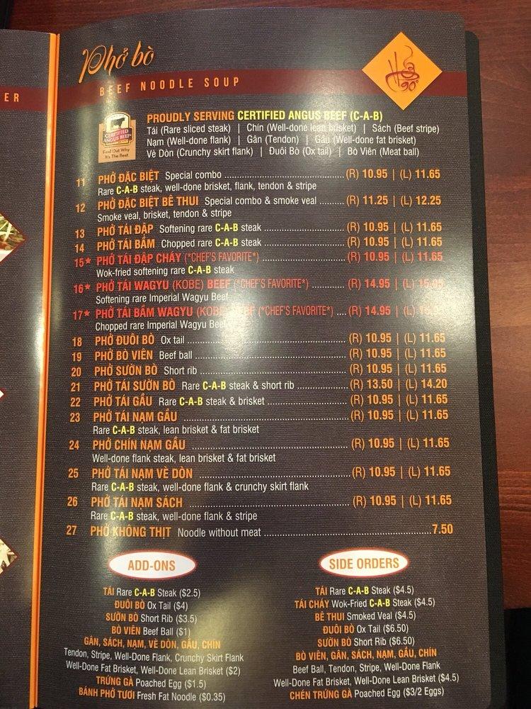 Menu at Pho 90 Degree - Milpitas restaurant, Milpitas