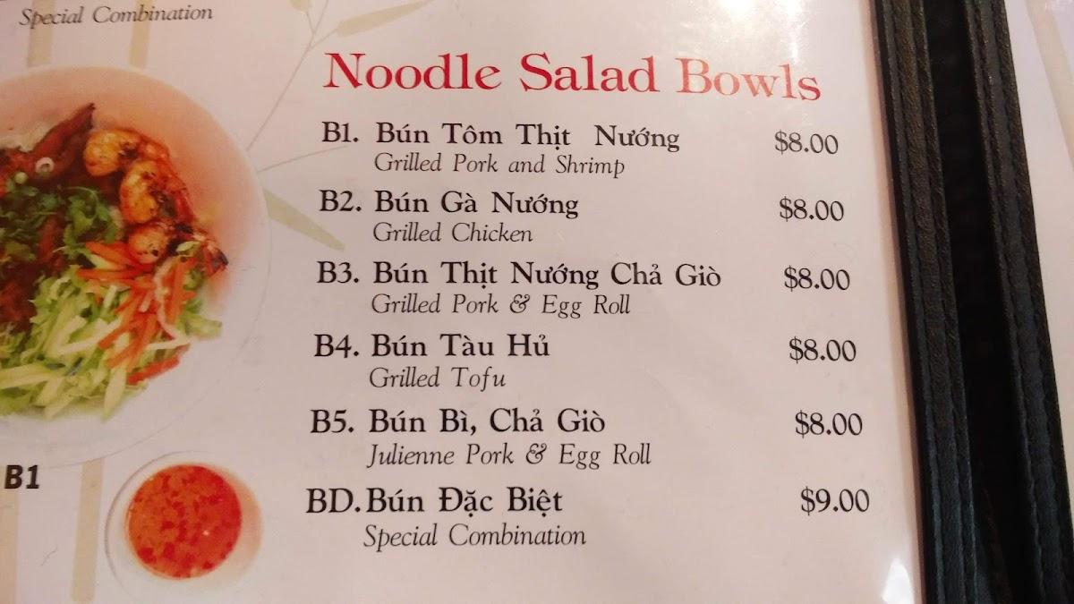 Menu at Pho Cat Sang restaurant, Kent