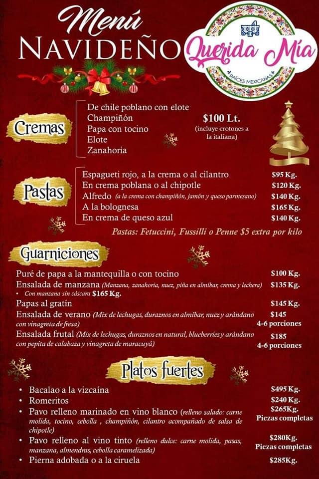 Menu at Querida Mia Restaurante, Cuernavaca