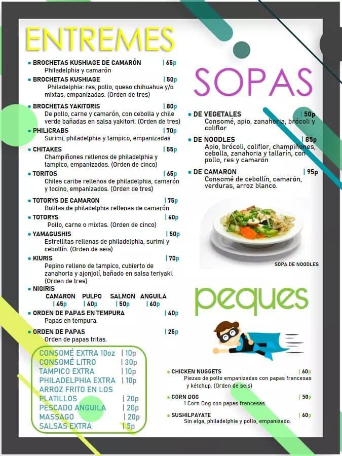 Menu at Sushi House Centro restaurant, Nogales