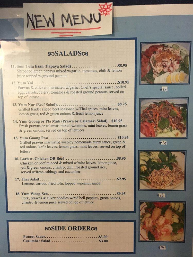 Menu at Thai Cafe, Redding, 820 Butte St