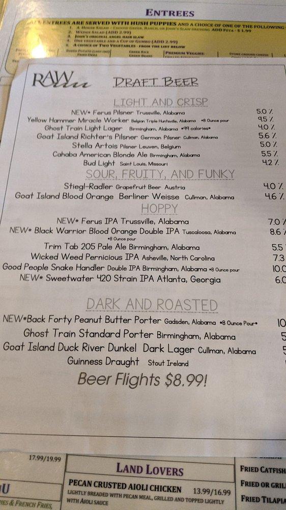 Menu at The Fish Market Restaurant, Birmingham, US-280