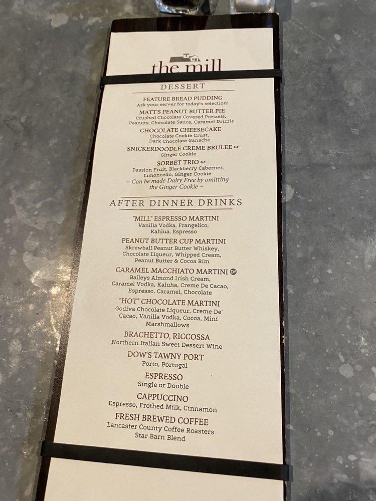 Menu at The Mill in Hershey pub & bar, Hershey