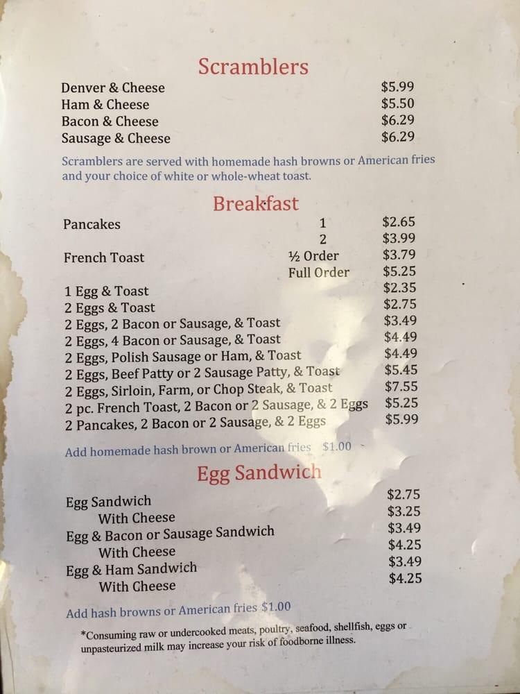 Menu at Two Brothers restaurant, Milwaukee