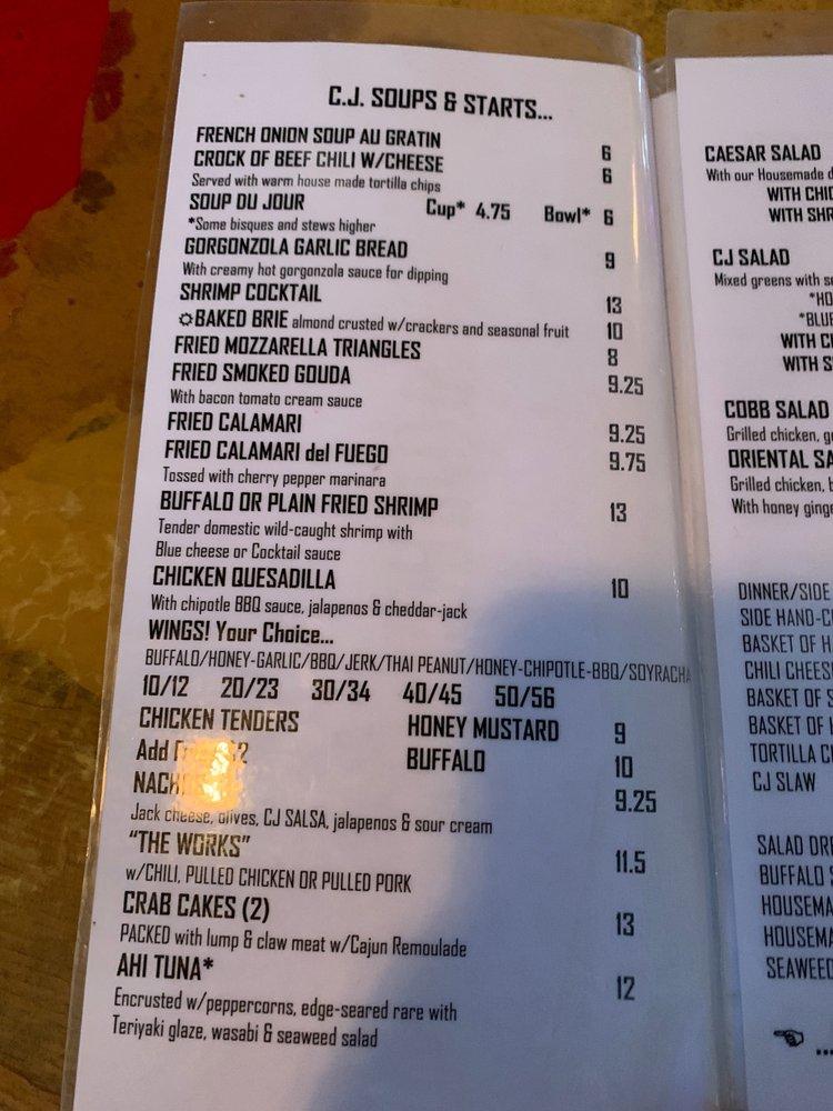 Menu at C.J. Sparrow pub & bar, Cheshire