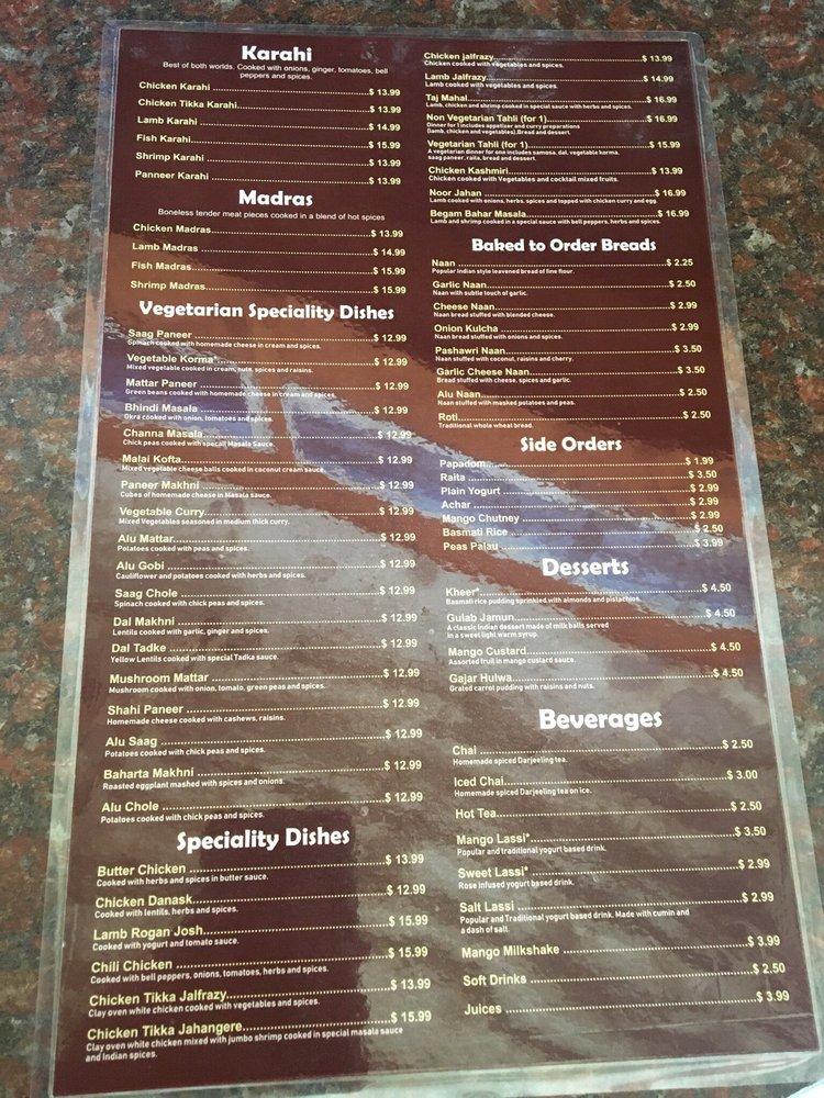 Menu at India Express Denver restaurant, Denver, 727 Colorado Blvd