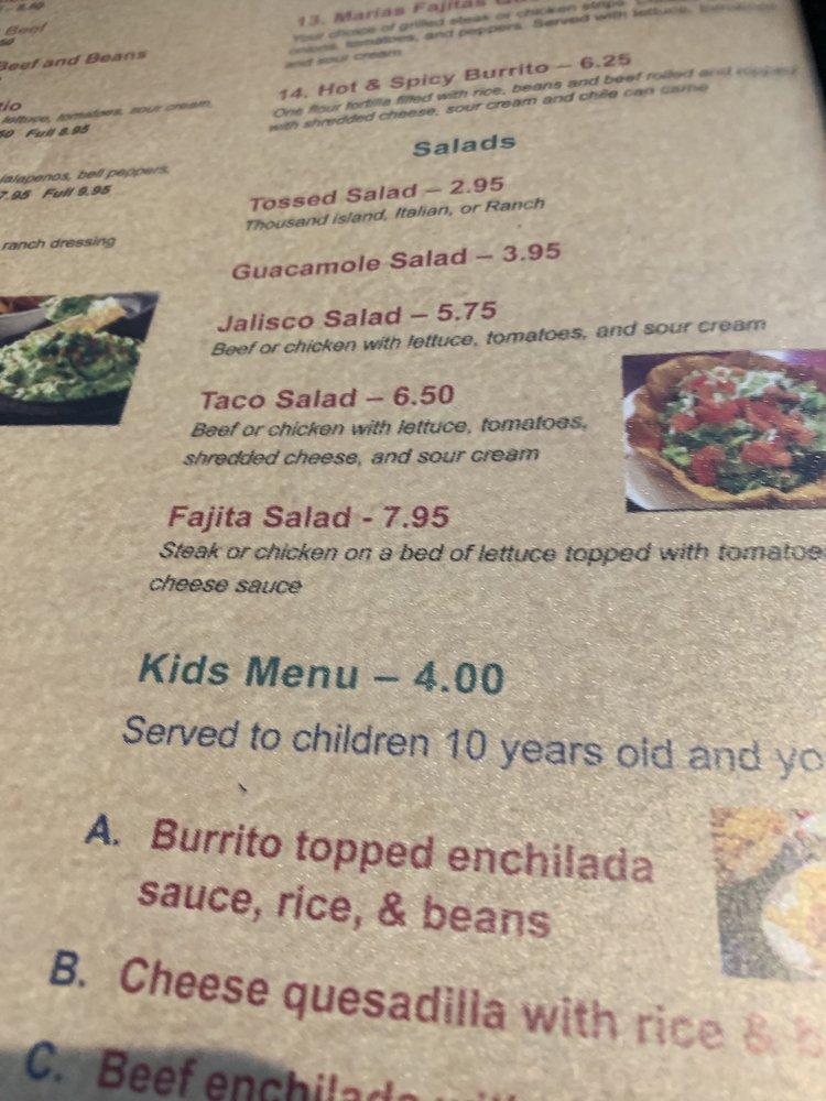 Menu at Los Patrones restaurant, Bay Minette