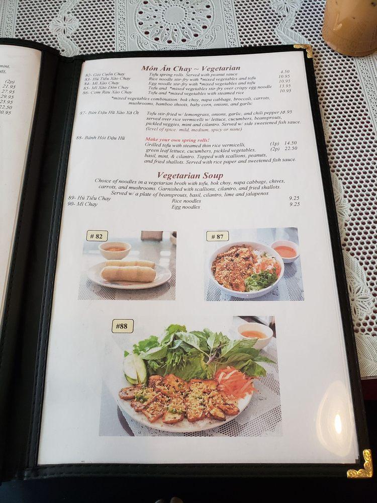 Menu at Sai Gòn Café restaurant, Lancaster