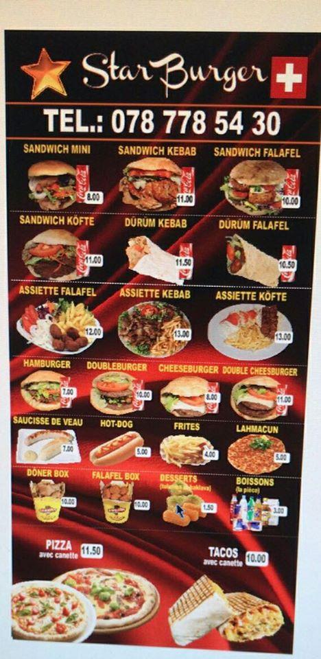 Menu at Starburger grille kebab, Somme-Leuze